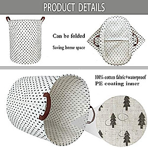BOOHIT Storage Baskets,Canvas Fabric Laundry Hamper-Collapsible Storage Bin with Handles,Toy Organizer Bin for Kid's Room,Office,Nursery Hamper, Home Decor (Tree)