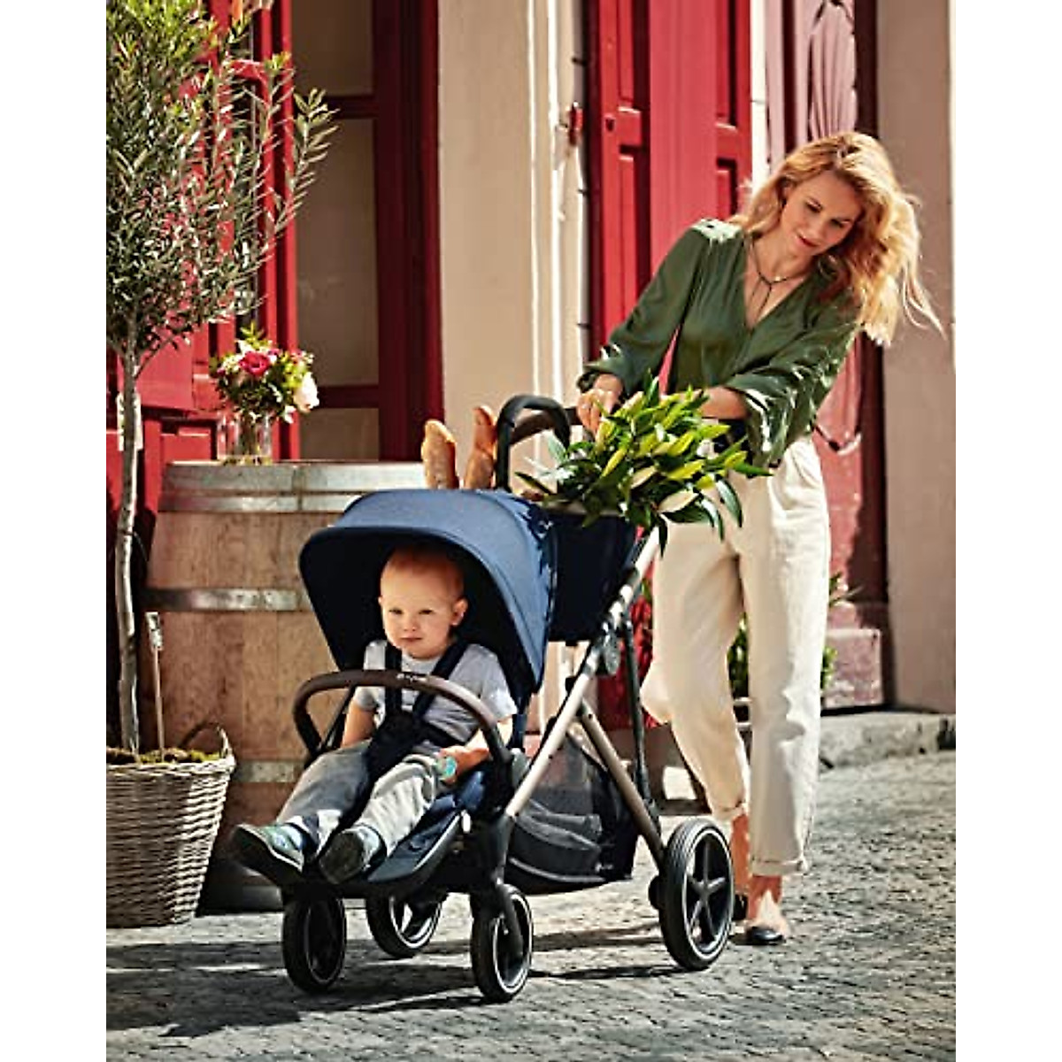 CYBEX Gazelle S Stroller, Modular Double Stroller for Infant and Toddler, Includes Detachable Shopping Basket, Over 20+ Configurations, Folds Flat for Easy Storage, Deep Black