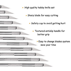 15 Packs Hobby Knife Precision Knife Set, Stainless Steel Precision Cutter Refill Craft Knife for Phone Repair, Art, Hobby, Scrapbooking, Stencil (Silver)