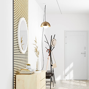 Globe Electric 65696 Amelia 1-Light Plug-in Pendant Lighting, Matte Brass, Frosted Glass Shade, Bulb Not Included