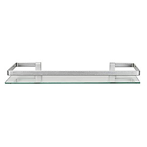 Danya B. Floating Wall Mount Tempered Glass Bathroom Shelf with Brushed Chrome Rail - Clear