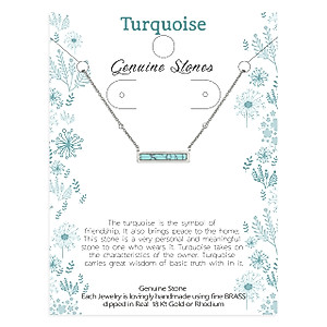 Lauren-Spencer Gemstone Bar Necklaces for Women Gold Silver Plated Simulated Turquoise Necklace Pendant Triangle Square Necklaces Dainty Choker Necklace Jewelry Gift (Silver-Turquoise Bar Necklace)