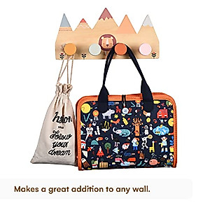 CHILDLIKE BEHAVIOR Coat Rack Wall Mount - Kids Coat Rack with Hooks Wall Mounted - Modern Coat Racks with Wood Peg Hook - Wooden Pegs Wall Mounted Hooks Hanger for Clothes, Hats, Towels and Robes