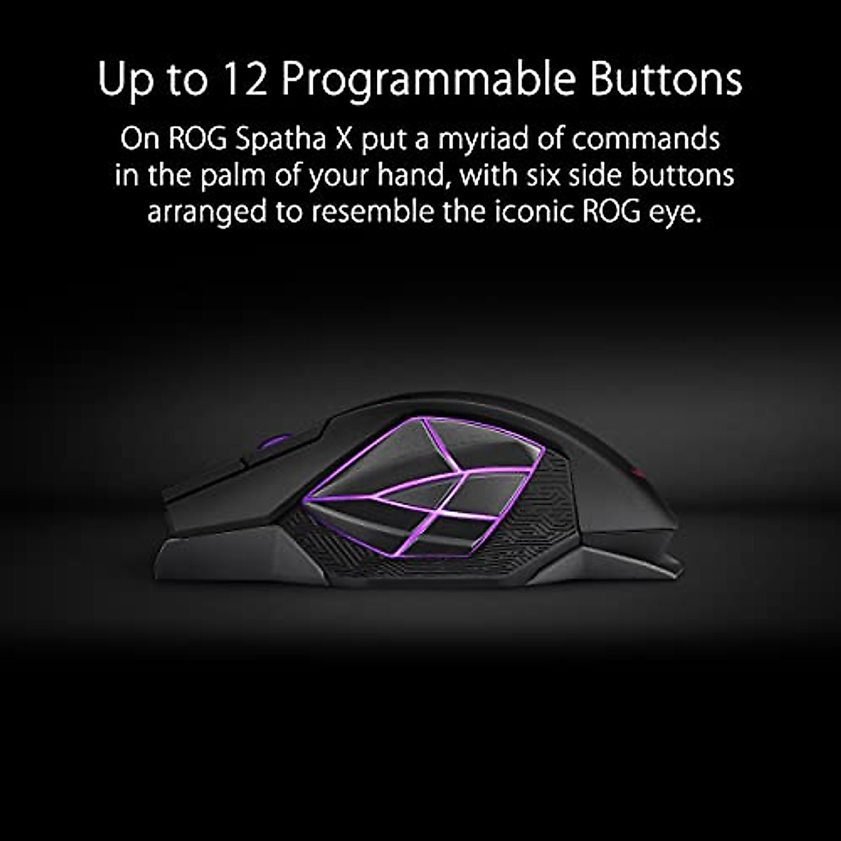 ASUS ROG Spatha X Wireless Gaming Mouse (Magnetic Charging Stand, 12 Programmable Buttons, 19,000 DPI, Push-fit Hot Swap Switch Sockets, ROG Micro Switches&Paracord and Aura RGB lighting),Black