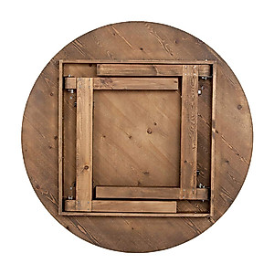 Flash Furniture Hercules Series Round Farm Inspired, Pine Dining Room Table, 59.75"W x 59.75"D x 30"H, Antique Rustic