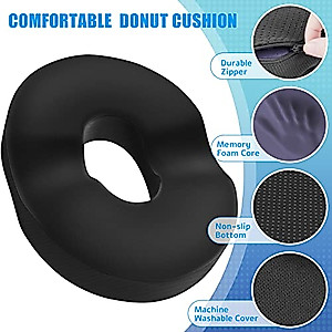 BlissTrends Donut Pillow Seat Cushion,Donut Chair Cushions for Postpartum Pregnancy & Hemorrhoids,Tailbone Pain Relief Cushion,Memory Foam Seat Cushions for Office&Home Chairs (Black)