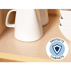 S&T INC. Shelf Liner Non Adhesive, Refrigerator Liner for Shelves Washable, Plastic Shelf Liner, 15 Inch x 16 Inch, Clear, 5 Pack