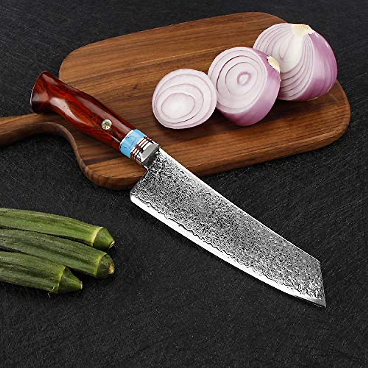 MSY BIGSUNNY Kiritsuke Knife - 67 Layers Damascus Steel - 6.7 Inch Blade - Stain & Corrosion Resistant Handmade Chef Knives
