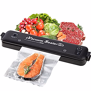 W&Y Food Vacuum Sealer Machine, Dry/Moist/Powders Automatic Vacuum Sealers Machine, Ideal for Food Preservation/Sous Vide Cooking and Food Storage, Compact Design LED Indicator Black