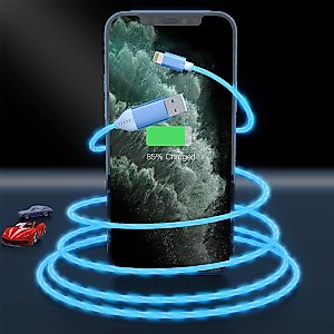 2M/6FT Flowing LED Light Up Lightning Charge Cable,Glowing Apple Charger Adapter Sync Data Connector Cord for Car with iPhone 13/12 Pro Max /11 Pro/XR/XS Max/X/8 7 SE 2020,iPad/iPod (Blue)