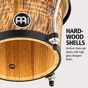 Meinl Percussion Bongos Hand Drum Set 6.75" and 8" with Hardwood Shells and Tuning Key — NOT MADE in CHINA — Marathon Designer Series, 2-YEAR WARRANTY (FWB190LB)