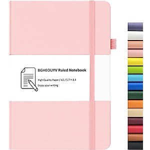 BGHEOUYV Notebook Journal, College Ruled Notebook Lined A5 160 Pages,Hard Cover Journals for Writing, Notebooks for Work Office School Women Men,5.7 inches x 8.4 inches(Pink)