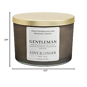 Candles for Men | Masculine Candles | Luxury Soy & Beeswax Candles for Home | 16 oz. Large Jar 3 Wick Candle | Black Tie Candle | Mens Candle | Cologne Candle