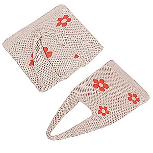 Ovida Crochet Tote Bag Mesh Beach Bag Fairycore Hobo Bag Fairy Grunge Aesthetic Shoulder Bag Y2k Purse for Women Girls