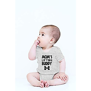 CBTwear Mom's Lifting Buddy - Mommy's Workout Partner - Cute Infant One-Piece Baby Bodysuit (6 Months, Heather Grey)