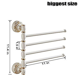 Towel rack European-Style Rotating Multi-Arm Towel Bar, Space Aluminum Multi-Function Bathroom Storage Rod, New Thick Base, Gold Pattern Design.