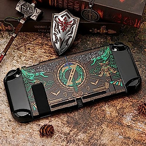 Tscope Protective Case for Nintendo Switch, for Zelda Tears of The Kingdom Hard Shell Dockable Anti-Scratch Shockproof Slim Cover for NS Consolo Joy-con (Switch Black)
