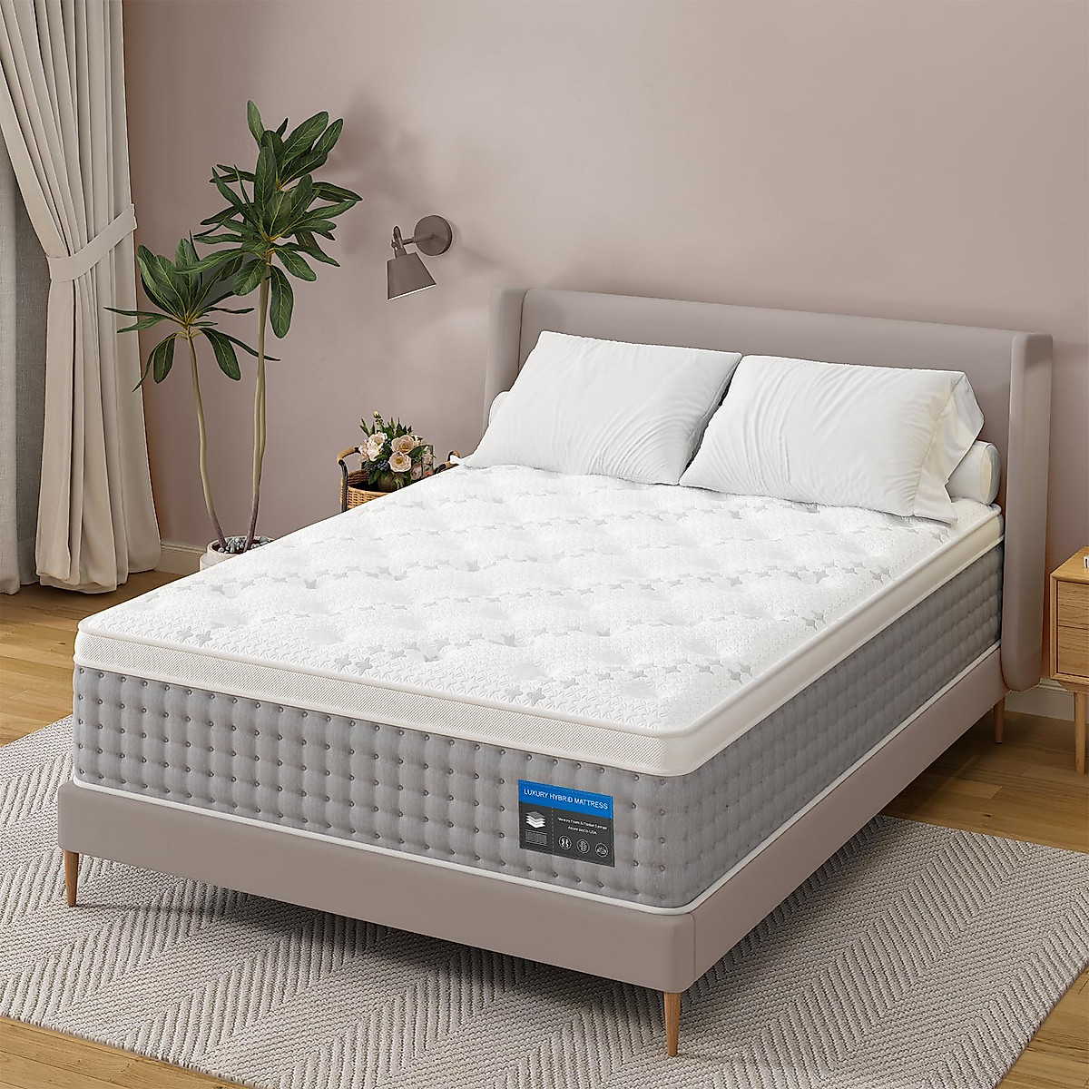 Sleepmax King Mattress 14 Inch - Hotel-Collection Hybrid Mattress Pain Relief - Deep Sleep Mattress Extra Lumbar & Hip Support - Motion-Isolation Bed in a Box, CertiPUR-US Certified, 365-Night Trial