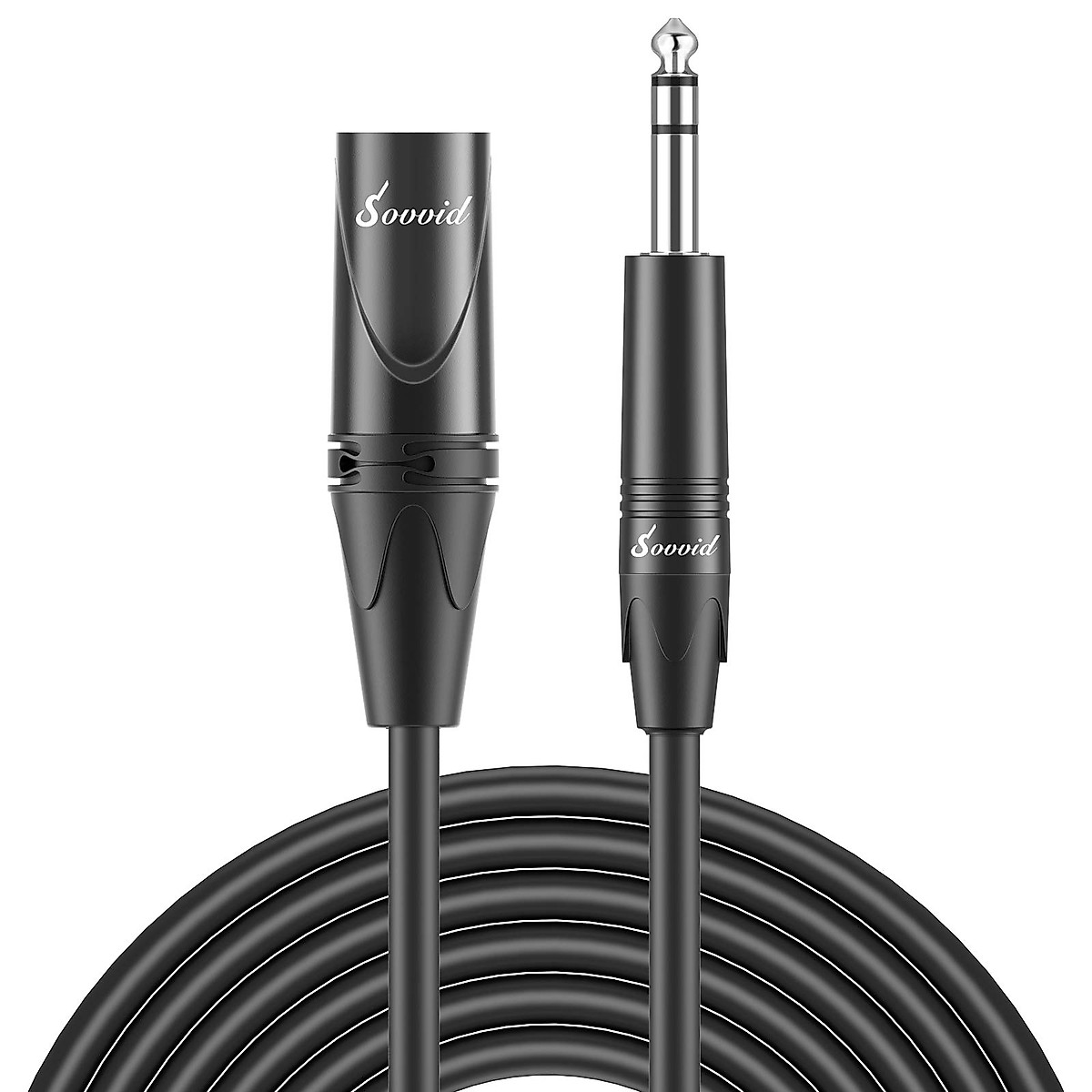 Sovvid Male XLR to 1/4 (6.35mm) TRS Jack Balanced Microphone Cable 6FT, TRS to XLR Male Cable Mic Cord for Dynamic Microphone