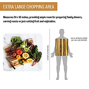 Thirteen Chefs Cutting Boards - Large, Lightweight, 24 x 18 Inch Acacia Wood Chopping Board for Plating, Appetizers, Charcuterie and Kitchen Prep - Portable Cooking Accessories