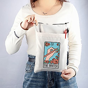 TOBGBE The Writer Tarot Card Bag Book Lovers Gifts Writer Book Sleeve Reader Book Covers for Soft Cover Books Bookish Book Pouch (The Writer)