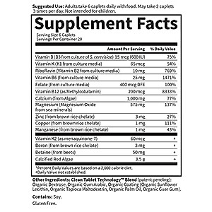 Garden of Life Calcium Supplement - Living Calcium Advanced Formula, 1,000mg Whole Food Plant Calcium Plus Vitamins D3, K1 and Magnesium for Absorption, 120 Vegetarian Caplets