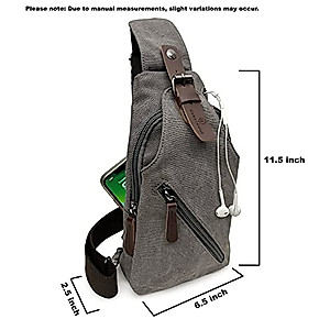 CONVIDENT Unisex Canvas Sling Bag - Small Crossbody Bag Backpack Shoulder Casual Daypack for Men/Women (Gray)