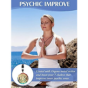 Batiyeer 10 Pieces Chakra Necklace Orgonite Necklace Crystal Pendant Necklace Spiral Chakra Healing Energy Necklace Adjustable Reversible Pendant for Women Men,1.4 Inches (Novelty)