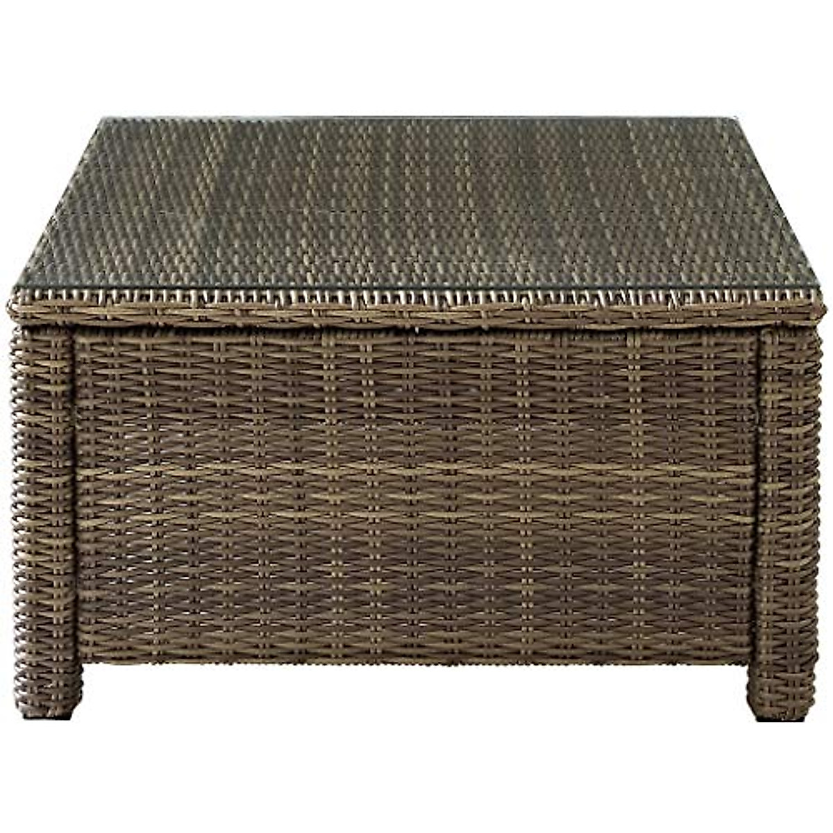 Crosley Furniture Bradenton All Weather Rattan Wicker Outdoor Sectional Coffee Table for Patio, Deck, Porch, Brown