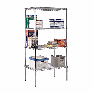 Sandusky Lee WS362474-C Chrome Steel Wire Shelving, 4 Adjustable Shelves, 800 lb. Per Shelf Capacity, 74" Height x 36" Width x 24" Depth, 4 Shelves