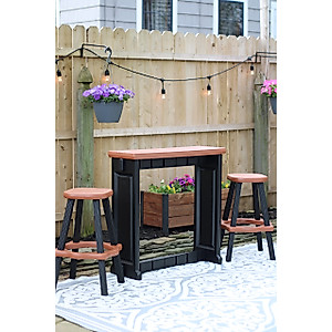 Leisure Accents Single Bar Set Includes 2 Barstools Redwood Top & Black Base Ideal for Patio Hot Tub Area Backyard Durable WeatherResistant Design Easy Nohardware Assembly Proudly Made in USA