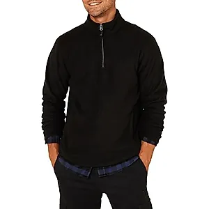 Amazon Essentials Men's Quarter-Zip Polar Fleece Jacket - Discontinued Colors, Black, Large