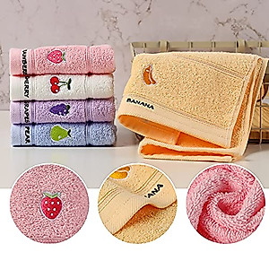 Soreca 100percentage Cotton Kids Facial Towels, Hand Towels and Fingertip Towels for Bathroom Towels Set Embroidered Cute Animal Pattern Children Washcloths 10inch x 20inch