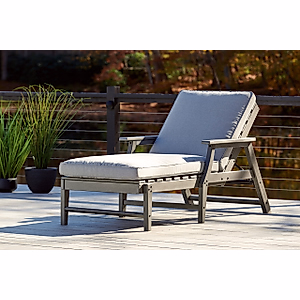 Signature Design by Ashley Visola Contemporary Outdoor Cushioned Chaise Lounge with Adjustable Backrest, Gray