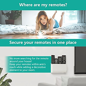 WALI Remote Control Holder Wall Mount 2 Pack, 8 Inch Hole-Free TV Remote Holder Wall Mount No Need to Drill Holes Adhesive Remote Control Wall Holder for 3 or 4 Remote Controls, White (WMH002-W)