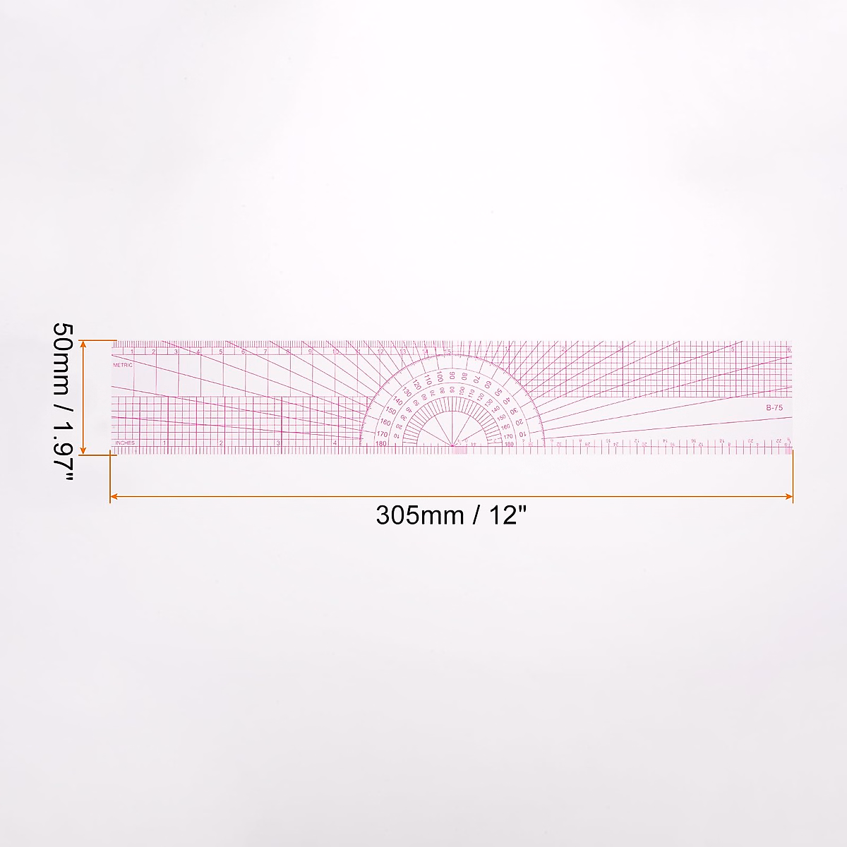 HARFINGTON Styling Sewing French Curve Ruler, 30.5x5cm Dress Makers Ruler Clear Sewing Tailors Pattern Making Ruler for Fashion Design and Guides for Fabric