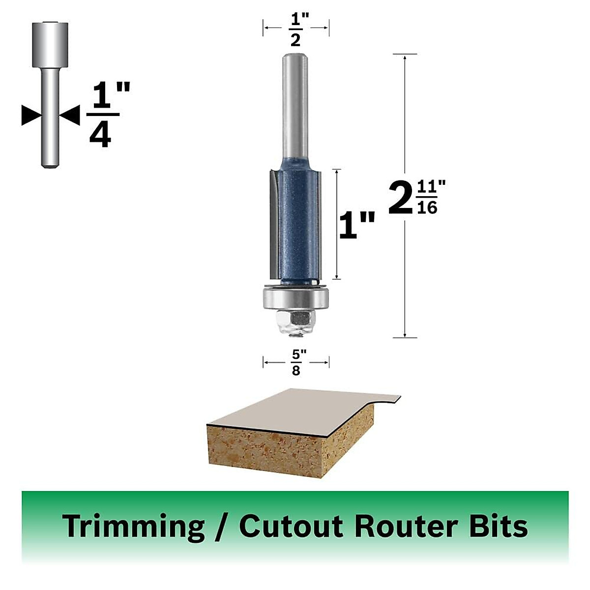 BOSCH 85210M 1/16 In. Carbide Tipped 2-Flute Overhang Cutoff Bit