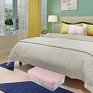 Vcansay 14 Quart Plastic Storage Box, Lidded Storage Bins, 2 Packs