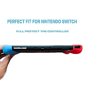 6 in 1 Thumb Grips Joystick Cap Cover Soft Silicone Protective Skin Case for Nintendo Switch Joy-Con Controller (Green-Pink)