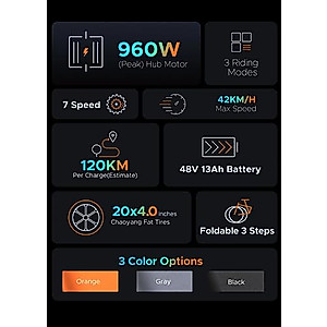 ENGWE EP-2 Pro Electric Bike 750W Folding Ebike for Adults with 48V 13Ah Removable Battery Range 75Mile - 20" x 4.0 Fat Tire Electric Bicycle, 7 Speed Gear E-Bike for All Terrain