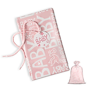 Loveinside Jumbo Large Plastic Gift Bag, Baby Girl Design Plastic Bag with Tag and Tie for Birthday, Baby Shower and Holiday - 56" x 36", 1 Pcs - Baby Pink