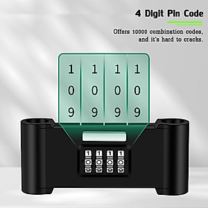 4 Digit Combination Padlock,Heavy Duty Anti Theft U-Shape Security Code Lock with Adjustable Shackle,for Bicycles, E-Bike,Mountain Bike,Road Bike,Gates,Shed, Fence [ Adjustable Range 170-190mm]