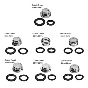 Rotate Swivel Faucet Aerator Connector Metal Outside Inside Thread Water Saving Adaptor Kitchen Faucet 16/18/20/22/24/28/mm to 22mm with Gasket for Bathroom Or Kitchen (C