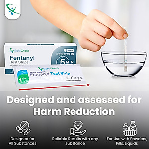 Fentanyl Test Strips 5 Pack | SafeCheck Highly Sensitive Fentanyl Test Strips for Testing Drugs | Fentanyl Testing Strips for Pills, Powders | Fentanyl Test Kit | 10ng/mL Cutoff