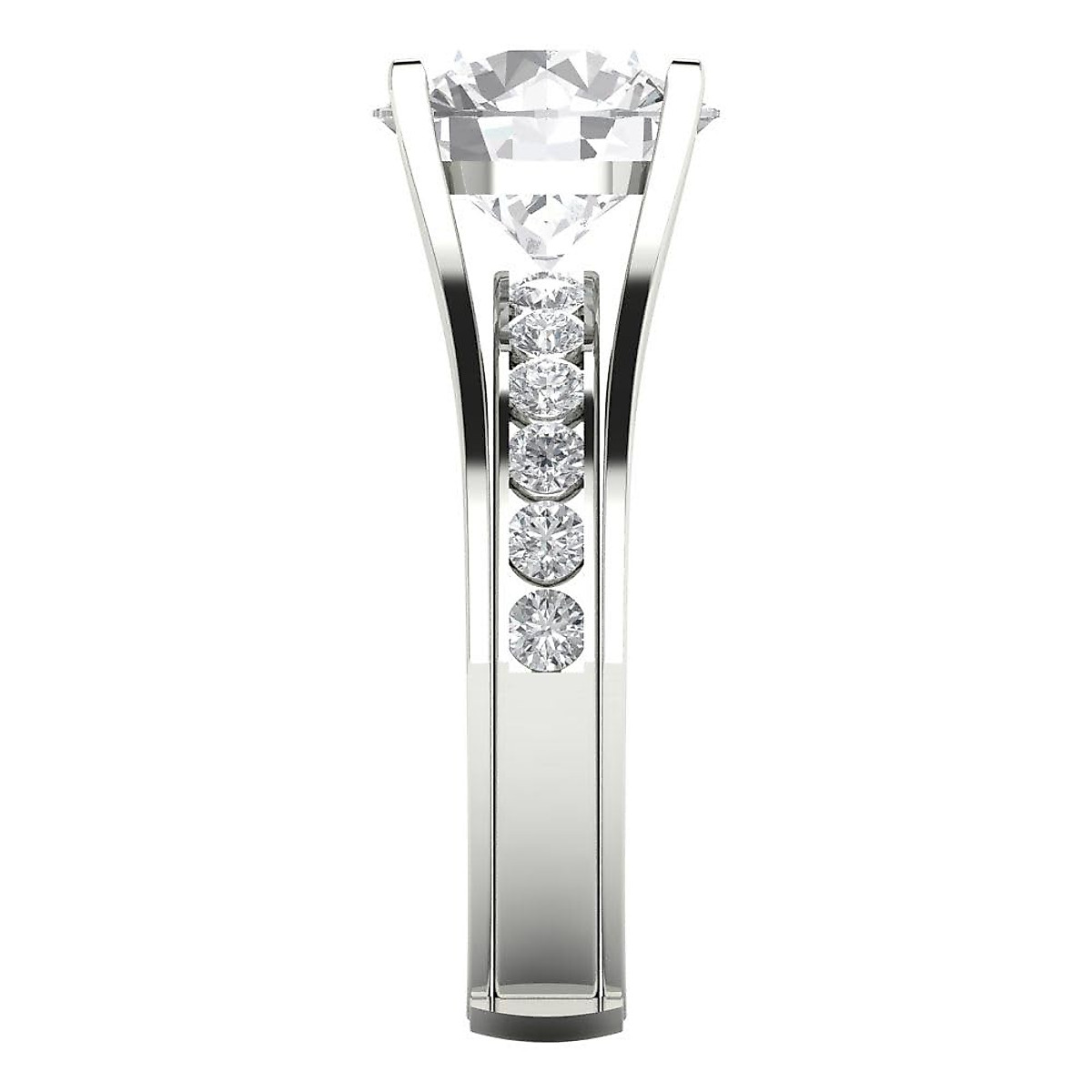 Clara Pucci 2.89ct Round Cut Solitaire Created White Sapphire Engagement Promise Anniversary Bridal Ring Band set 14k White Gold 5.5