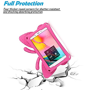 UUcovers Kids Case for Amazon Kindle Fire HD 8 Tablet (8th/7th/6th Generation, 2018/2017/2016) 8" with Handle Folding Kickstand Kid-Proof Shockproof EVA Foam Lightweight Stand Cover, Rose Butterfly