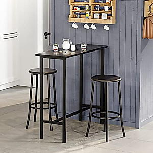 IDEALHOUSE Bar Table and Chairs Set, Bar Table with 2 Bar Stools, Sturdy Metal Frame, Dining Table Set, Bar Table Set with 2 Chairs for Kitchen Dining Room Coffee Party Room