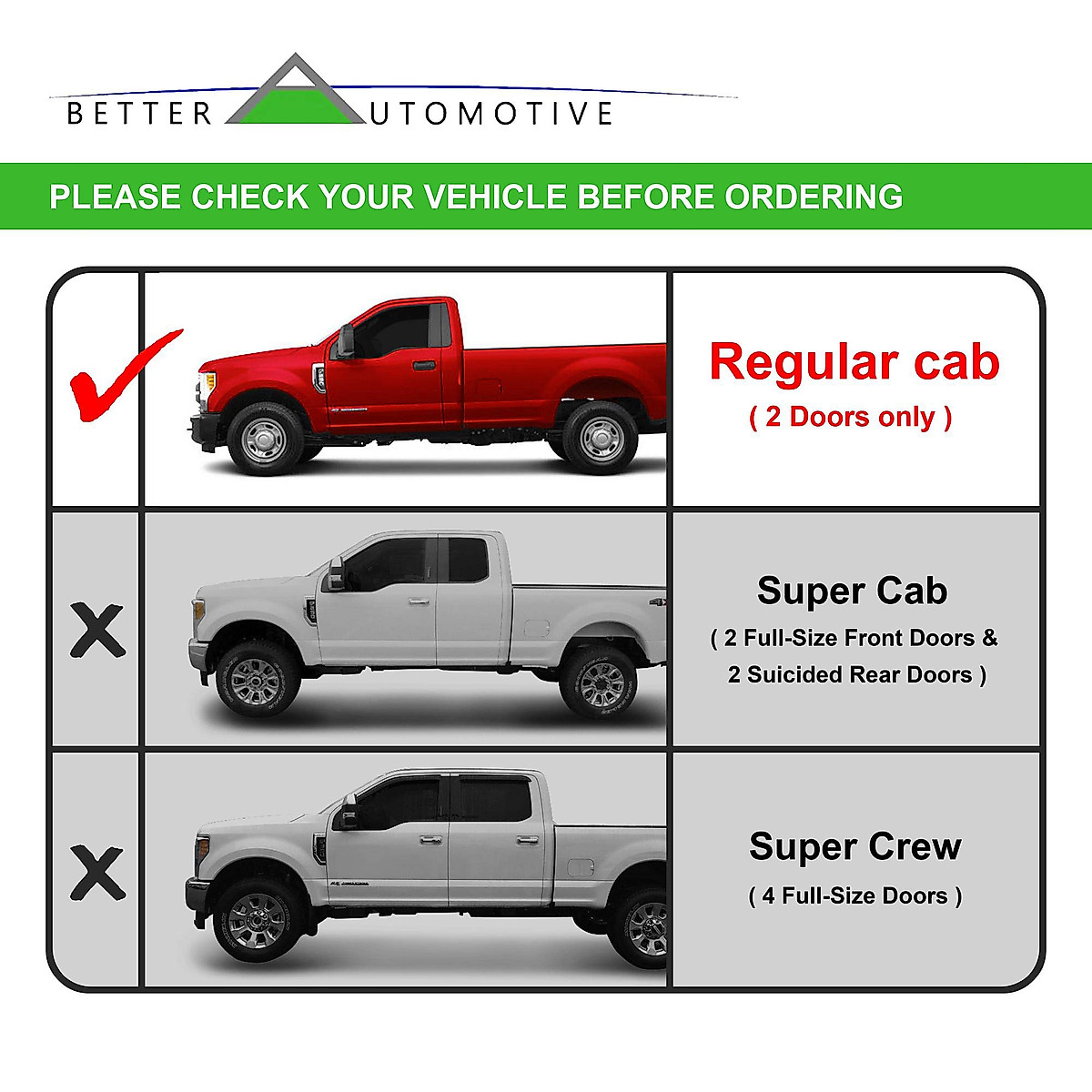 BETTER AUTOMOTIVE Side Steps Running Boards for 1999-2016 Ford F250 / F350 / F450 / F550 Super Duty Regular Cab Truck Pickup 3” Stainless Steel Side Bars Nerf Bars
