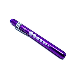Penlight Reusable Medical Aluminum LED Pen Light with Pupil Gauge for Nurses Doctors Students with Pocket Clip (Purple)