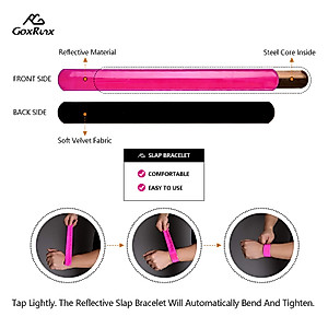 GoxRunx Reflective Bands Running Gear (6 Pack) Adjustable Reflective Armband Arm Wrist Ankle Leg Bands Reflectors -Reflective Tape Straps for Clothing Night Running Cycling Walking -Slap Bracelets